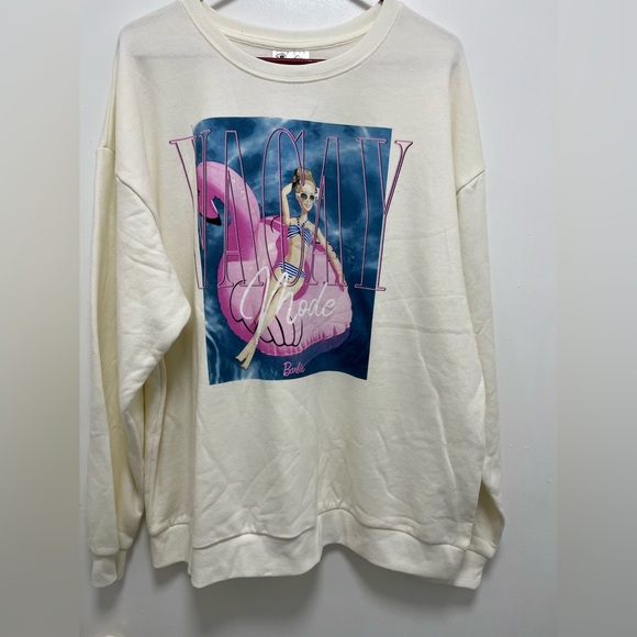 Barbie | Tops | Barbie Vacay Mode Cream Sweater Nwt Xl | Poshmark